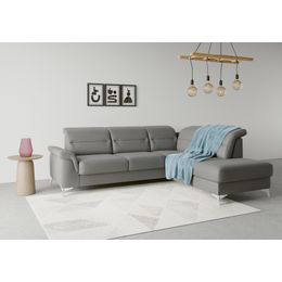 Sit & More Ecksofa SIT & MORE, B:251cm H:85cm T:220cm, grau, 100% Polyester, Wohnzimmer, Sofas, "Sinatra L-Form", mit Ottomane, optional mit Kopfteilverstellung
