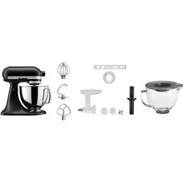 KitchenAid Küchenmaschine "5KSM125EBM SCHWARZ MATT", B:24cm H:36cm T:37cm, schwarz, Küchenmaschinen, Gratis Fleischwolf, Schüssel,