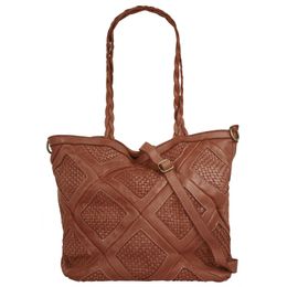 Samantha Look Damen Shopper, braun, Leder, Taschen, echt Leder, Made in Italy