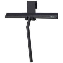Duschabzieher Wenko, B:32cm H:30cm L:4,5cm, schwarz, Edelstahl, Silikon, Wasserabzieher, "Mola XXL", mit extra breiter Wischfl&auml;che