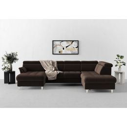 Sit & More Wohnlandschaft SIT & MORE, B:304cm T:216cm, braun, 98% Polyester, 2% Polyamid, Sofas, "Marano U-Form", inklusive Kopfteilverstellung, wahlweise mit