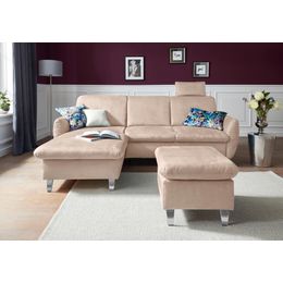 Sit & More Ecksofa SIT & MORE, B:245cm H:93cm T:164cm, beige, Wohnzimmer, Sofas, "Daytona L-Form", mit Federkern, einer Kopfstütze und wahlweise mit Bettfunktion