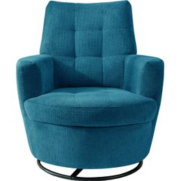 Drehsessel Alina, B:80cm H:93cm T:92cm, blau, Struktur fein XBO 100% Polyester), Sessel, "Yuri", mit Dreh und Wippfunktion, passend zu Hocker Yuri
