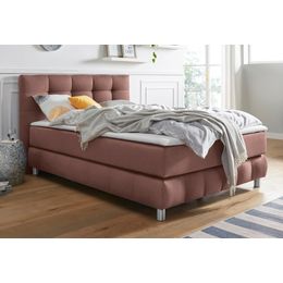 Boxspringbett Andas, B:134cm L:211cm, braun, Struktur (100% Polyester);Bezug der Spiegelfläche Matratzendrell aus 100% Polyester;Samtoptik (100%