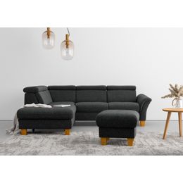 Ecksofa Home Affaire, B:249cm H:84cm T:217cm, grau, 100% Polyester, Wohnzimmer, Sofas, "Lindgren L-Form", wahlweise mit TV-Funktion, Stauraum und