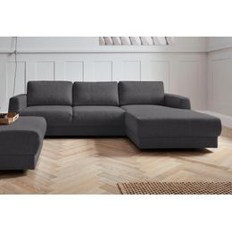 Ecksofa Andas, B:264cm H:80cm T:175cm, grau, Luxus-Microfaser Lederoptik (100% Polyester);Struktur grob (100% Polyester);Samtoptik (100% Polyester),