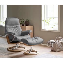 Relaxsessel stressless, B:92cm H:105cm T:80cm, grau, Leder BATICK: BATICK ist ein leicht korrigiertes, durchgefärbtes und genarbtes Möbelleder, bei
