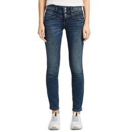 Tom Tailor Damen Slim-fit-Jeans "Alexa Slim", blau, Gr. 29, Denim/Jeans, Obermaterial: 98% Baumwolle, 2% Elasthan, Jeans, mit Knopfleiste und