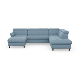 Sit & More Wohnlandschaft SIT & MORE, B:304cm T:216cm, blau, 98% Polyester, 2% Polyamid, Sofas, "Marano U-Form", inklusive Kopfteilverstellung, wahlweise mit