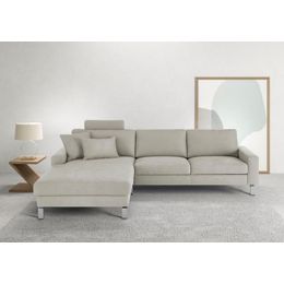 Ecksofa 3C CANDY, B:281cm H:86cm T:194cm, grau, 100% Polyester, Wohnzimmer, Sofas, "Lecce, wahlweise PUR-Schaumstoff oder Tonnentaschenfederkern",