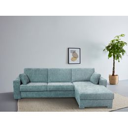 Ecksofa Home Affaire, B:280cm H:85cm T:173cm, blau, 100% Polyester, Wohnzimmer, Sofas, "Roma "M" Matratzenhöhe 14 cm, Dauerschlaffunktion, mit
