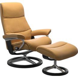 Relaxsessel stressless, B:78cm H:108cm T:78cm, gelb, Wohnzimmer, Sessel, "View", mit Signature Base, Größe S,Gestell Schwarz