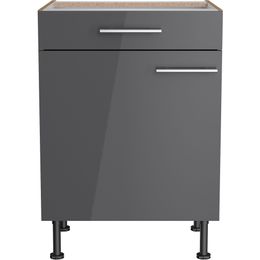 Unterschrank Optifit, B:60cm H:87cm T:58,4cm, schwarz, Spanplatte, K&uuml;che, Schr&auml;nke, "Klara", Breite 60 cm