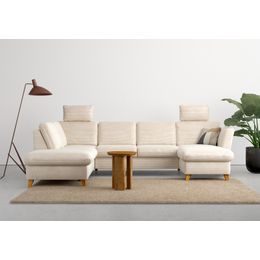 Wohnlandschaft Home Affaire, B:307cm H:86cm T:213cm, beige, 100% Polyester, Sofas, "Trelleborg U-Form", wahlweise mit Bettfunktion und Bettkasten,