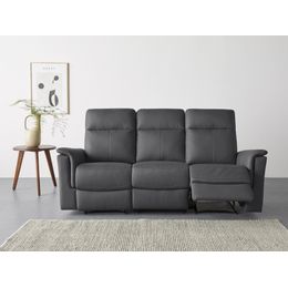 3-Sitzer Home Affaire, B:197cm H:99cm T:92cm, schwarz, Echtleder 100% Echtleder;Kunstleder 100% Polyurethan, Sofas, "Southbrook", mit manueller und