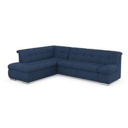 Ecksofa DOMO collection, B:271cm H:80cm T:213cm, blau, Struktur fein 100% Polyester;Chenilleoptik 100% Polyester, Wohnzimmer, Sofas, "Mona L-Form",