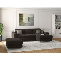 Sit & More Ecksofa SIT & MORE, B:264cm H:86cm T:175cm, braun, Wohnzimmer, Sofas, "Dundee L-Form", mit Federkern und Edelstahlfüßen, wahlweise mit