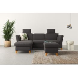 Ecksofa Home Affaire, B:249cm H:86cm T:162cm, grau, 100% Polyester, Wohnzimmer, Sofas, "Trelleborg L-Form", Federkern-Polsterung, wahlweise mit