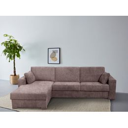 Ecksofa Home Affaire, B:300cm H:85cm T:173cm, braun, 100% Polyester, Wohnzimmer, Sofas, "Roma "L" Dauerschlaffunktion, mit Unterfederung",