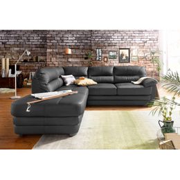 Ecksofa COTTA, B:250cm H:88cm T:234cm, schwarz, Luxus-Kunstleder, frei im Raum stellbar;Luxus-Microfaser (100% Polyester), frei im Raum
