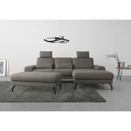 Sit & More Ecksofa SIT & MORE, B:283cm H:91cm T:175cm, grau, Wohnzimmer, Sofas, "Cinturo L-Form", inklusive Sitztiefenverstellung und Federkern, Sitzhöhe 48 cm