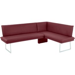 K+w Komfort & Wohnen Eckbank, H:86cm T:60cm, rot, K+W KOMFORT & WOHNEN, Esszimmer, Sitzbänke, mit Sattlernaht und schmaler Kufe, langer Schenkel rechts oder links