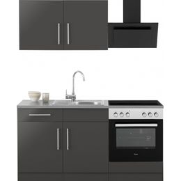 Wiho-K&uuml;chen K&uuml;che WIHO K&Uuml;CHEN, B:160cm T:60cm, grau, Komplettk&uuml;chen-Sets, "Cali", wahlweise mit E-Ger&auml;ten, Breite 160 cm