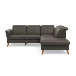 Sit & More Ecksofa SIT & MORE, B:250cm H:91cm T:220cm, grau, 100% Polyester, Wohnzimmer, Sofas, "Romero L-Form", wahlweise mit oder ohne TV-Funktion,