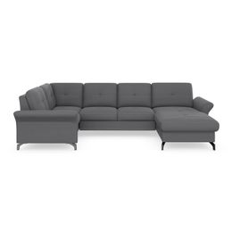 Wohnlandschaft Places of Style, B:326cm H:91cm T:188cm, grau, 92% Polyester 8% Polyamid, Sofas, "Calando U-Form", wahlweise mit Bettfunktion,