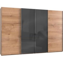Schwebet&uuml;renschrank wimex, B:350cm H:216cm, grau, Schr&auml;nke, "Level by fresh to go", mit Glast&uuml;ren und Synchron&ouml;ffnung