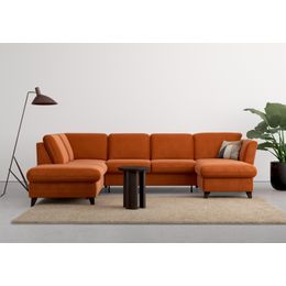 Wohnlandschaft Home Affaire, B:307cm H:86cm T:213cm, rosa, 95% Polyester, 5% Polyamid, Sofas, "Trelleborg U-Form", wahlweise mit Bettfunktion und