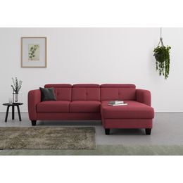 Sit & More Ecksofa SIT & MORE, B:247cm H:85cm T:170cm, rot, Wohnzimmer, Sofas, "Belluci L-Form", inklusive Federkern, wahlweise mit Bettfunktion und Bettkasten