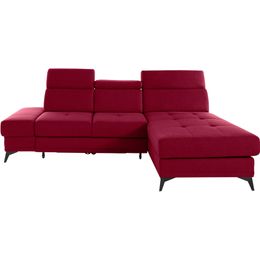 Ecksofa Inosign, B:246cm H:83cm T:173cm, rot, Webstoff (100% Polyester);Luxus-Microfaser Paris (90% Polyester/10% Polyamid);Struktur fein (100%