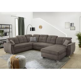 Jockenh&ouml;fer Wohnlandschaft, B:354cm T:100cm, braun, JOCKENH&Ouml;FER GRUPPE, Luxus-Mocrofaser in Lederoptik (100% Polyester);Kissen: 44% Polyethylem, 30% Polyacryl,