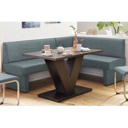Eckbank Home Affaire, B:202cm H:89cm T:152cm, blau, Holzwerkstoff, Massivholz, Polyester, Küche, Sitzbänke, "Nils", Sitz und Rücken gepolstert,