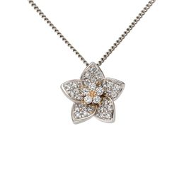 Firetti Damen Kettenanhänger "Schmuck Geschenk Gold 585 Halsschmuck Anhänger für Halskette Blume", 0,17 P2 = erkennbare Einschlüsse, Diamanten