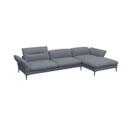 Ecksofa FLEXLUX, B:340cm H:88cm T:182cm, blau, 62% Polyester, 17% Cotton, 14% Viscose, 7% Linen, Wohnzimmer, Sofas, "Salino, Funktionssofa mit
