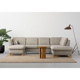 Wohnlandschaft Home Affaire, B:307cm H:86cm T:213cm, grau, 95% Polyester, 5% Polyamid, Sofas, "Trelleborg U-Form", wahlweise mit Bettfunktion und