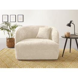 Sessel Andas, B:100cm H:78cm T:82cm, beige, 100% Polyester, Wohnzimmer, Sessel, "Knautschzone", auch mit Bouclé-Bezug