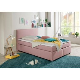 Boxspringbett Inosign, B:147cm L:210cm, rosa, Komplettbetten, "Eliana", inkl. Topper, in 4 Breiten, 3 Matratzenarten und 2 Härtegraden
