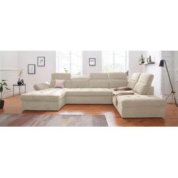 Sit & More Wohnlandschaft SIT & MORE, B:372cm H:89cm T:233cm, beige, Flachgewebe ( 100% Polyester);Kunstleder SOFTLUX;Luxus-Microfaser Vintageoptik (100%