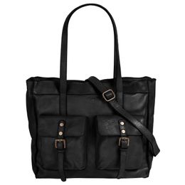 Samantha Look Damen Shopper, schwarz, Leder, vintage, Taschen, echt Leder, Made in Italy