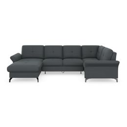 Wohnlandschaft Places of Style, B:326cm H:91cm T:188cm, grau, 100% Polyester, Sofas, "Calando U-Form", wahlweise mit Bettfunktion, Bettkasten und