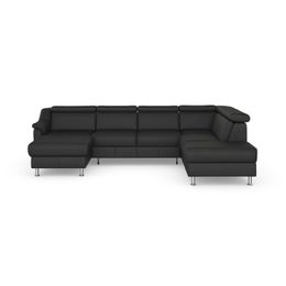 Sit & More Wohnlandschaft SIT & MORE, B:315cm H:84cm T:216cm, schwarz, Sofas, "Freetown U-Form", Kopfteilverstellung und Federkern, wahlweise mit Bettfunktion