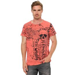 Rusty Neal Damen T-Shirt "Rusty Neal", orange, Gr. S, bedruckt, 100% Baumwolle, Shirts, mit Allover-Print