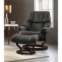 Fußhocker stressless, B:55cm H:40cm T:41cm, grau, Leder BATICK: BATICK ist ein leicht korrigiertes, durchgefärbtes und genarbtes Möbelleder, bei dem