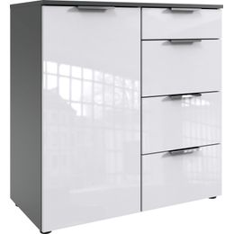 Kombikommode wimex, B:81cm H:84cm T:41cm, grau, Spanplatte, Schlafzimmer, Sideboards, "level36 D by fresh to go", Fronten lackiert Hochglanz,