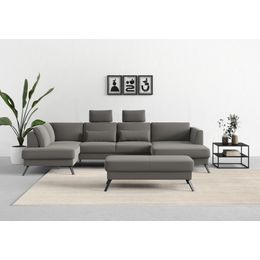 Sit & More Wohnlandschaft SIT & MORE, B:342cm H:88cm T:188cm, grau, Sofas, "Lindholm U-Form", mit Sitztiefenverstellung und Federkern