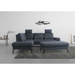 Sit & More Ecksofa SIT & MORE, B:260cm H:91cm T:226cm, blau, Wohnzimmer, Sofas, "Cinturo L-Form", inklusive Sitztiefenverstellung und Federkern, Sitzhöhe 48 cm