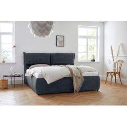 Polsterbett Andas, B:208cm L:225cm, blau, Struktur weich (85% Polyester/15% Nylon), Betten, "Jenson", als Bettgestell oder mit 3 Matratzenarten und